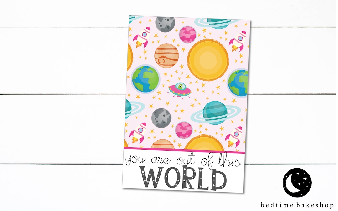 Printable Mini Cookie Card - 3.5" X 5" Happy Valentine's Day Space You ...