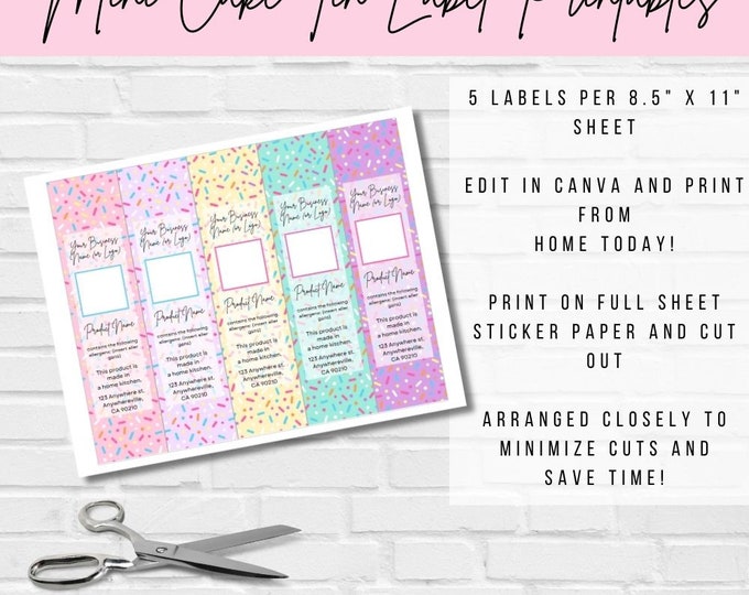 Editable Mini Cake Tin Label Template | Mini Loaf Baking Pan Label ...