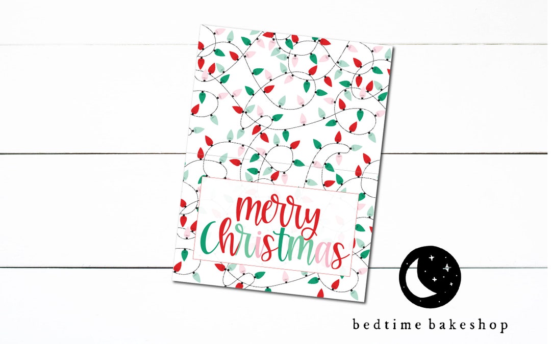 3" Printable Merry Christmas Tangled Lights Bag Topper Cookies Treat ...
