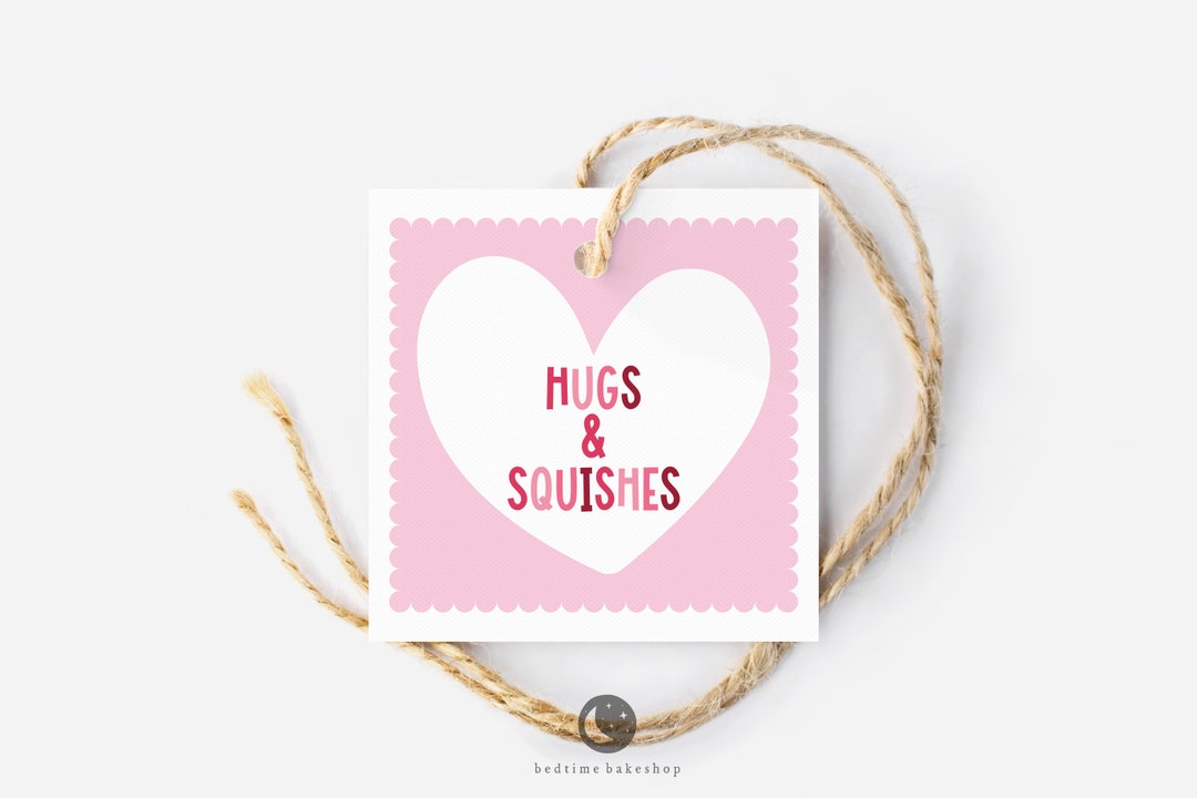 Printable 2" Square Valentine's Day Cookie Tag -hugs and Squishes ...