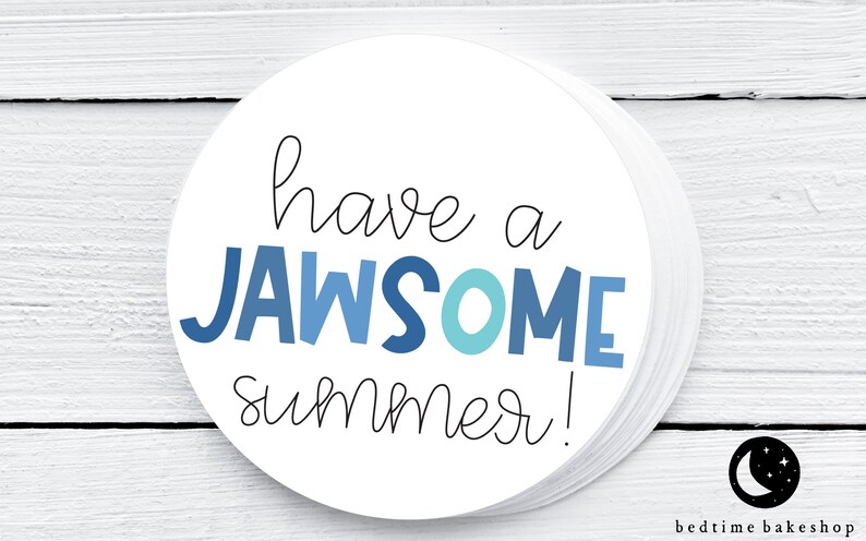 Printable Summer Cookie Tag Have a Jawsome Summer Shark | Etsy