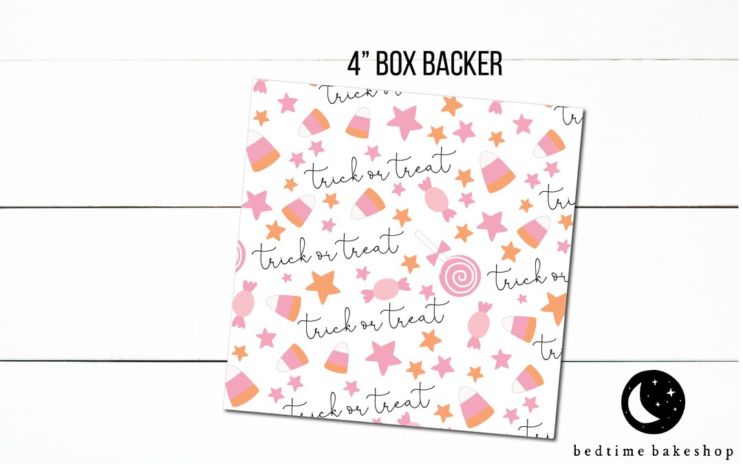 Printable 4" Cookie Box Packaging Halloween Trick or Treat Pink Orange ...