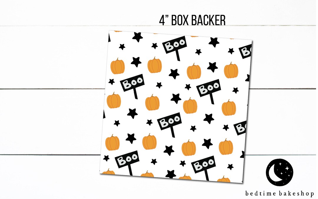 Printable 4" Cookie Box Packaging Halloween BW Boo Sign Pumpkins Ghost ...