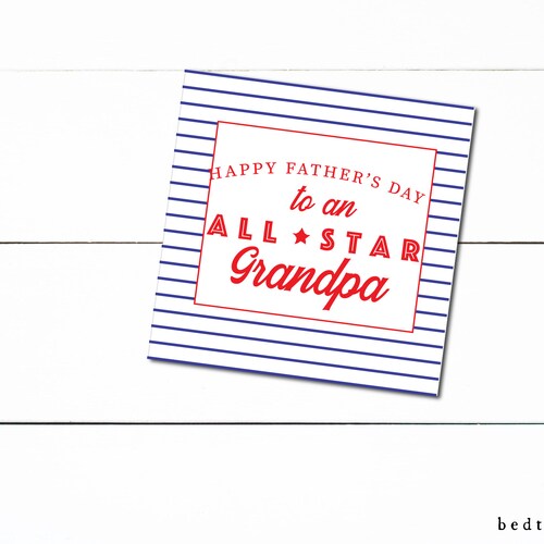 Printable 2 Square Cookie Tag All Star Dad Baseball - Etsy