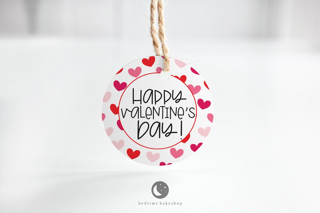 Printable Valentine's Day Cookie Tags Happy Valentine's Day Red Pink ...