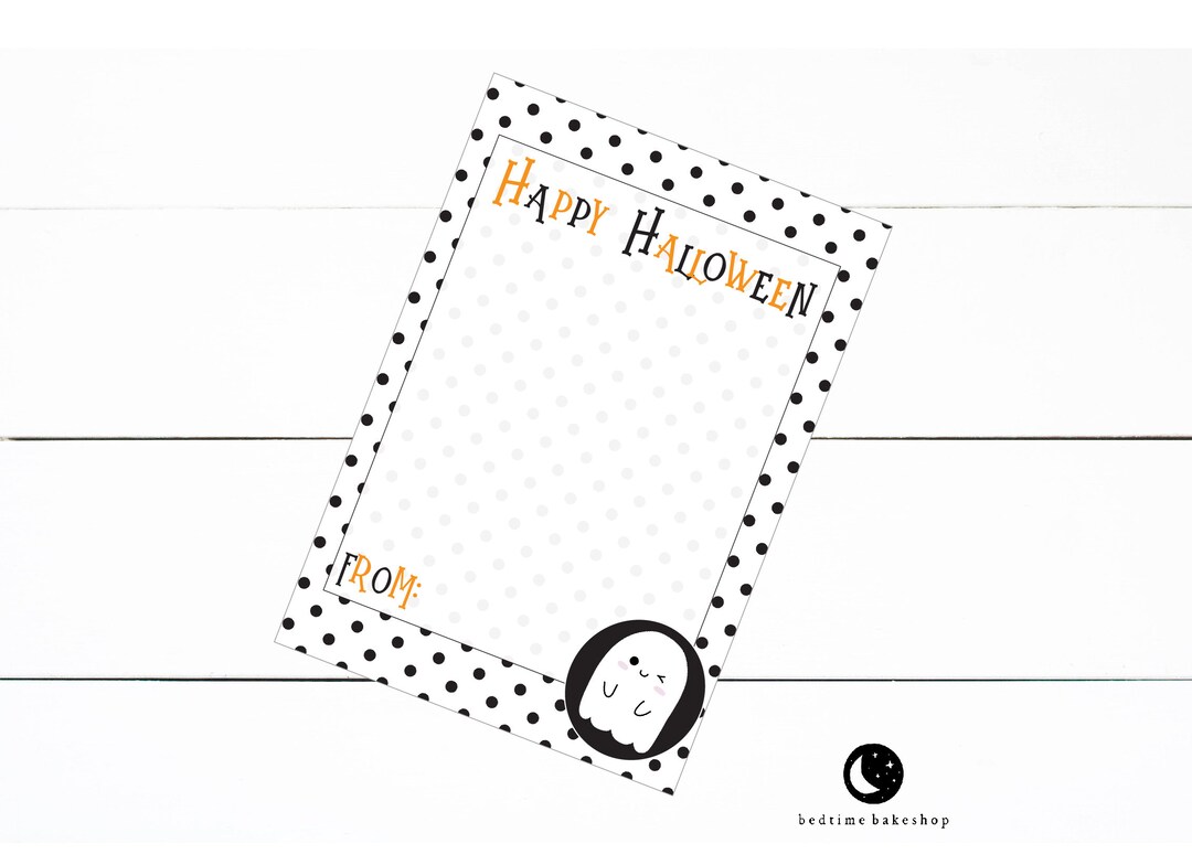 Printable Happy Halloween Cookie Card Winking Ghost 3.5 X 5 Mini Cookie ...