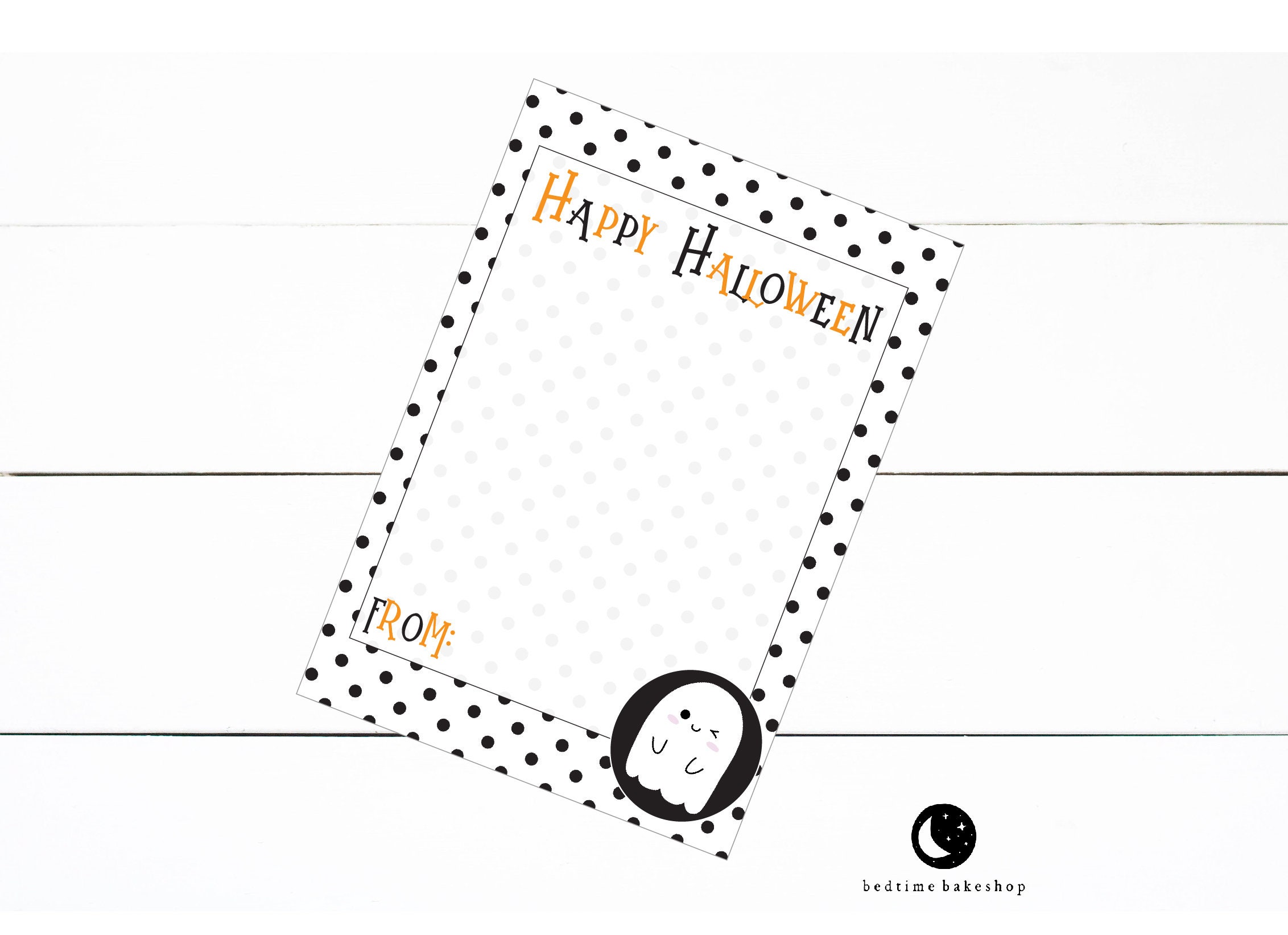 Printable Happy Halloween Cookie Card Winking Ghost - Etsy