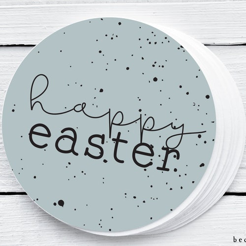 Printable 2 Round Easter Cookie Tag Happy Easter Blue - Etsy