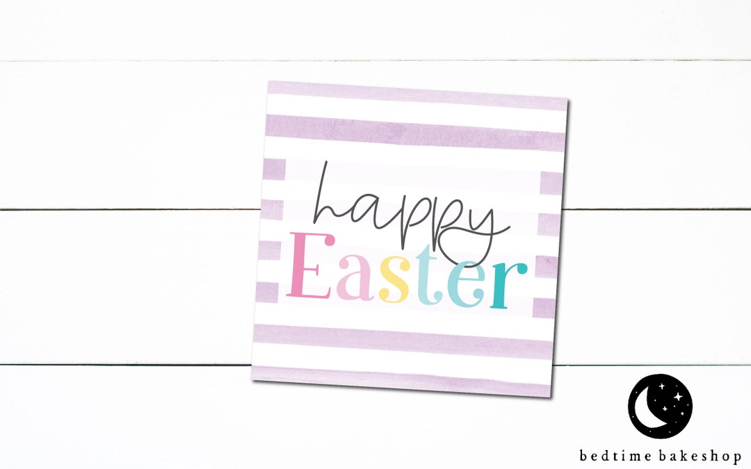 Printable Easter Cookie Tag - Happy Easter Minimalist Light Lavender ...