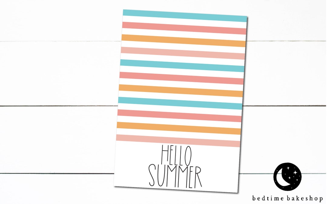Printable Mini Cookie Card - 3.5" X 5" Summer Cookie Colorful Stripes ...