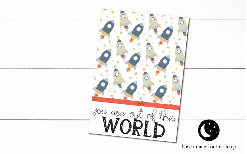 Printable Mini Cookie Card - 3.5" X 5" Happy Valentine's Day Rockets ...