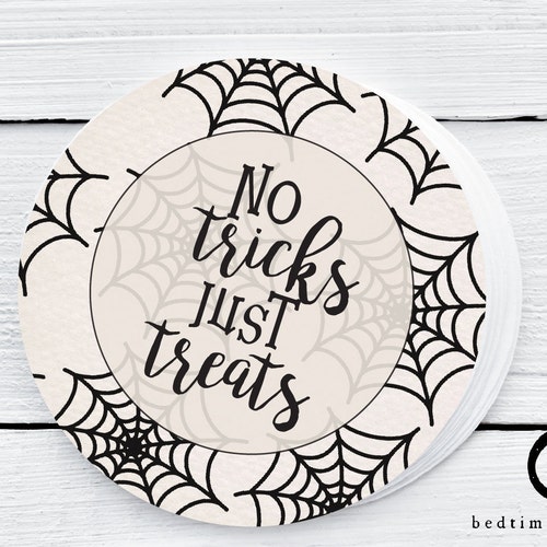 No Tricks Just Treats Printable Halloween 2 Cookie Tags - Etsy