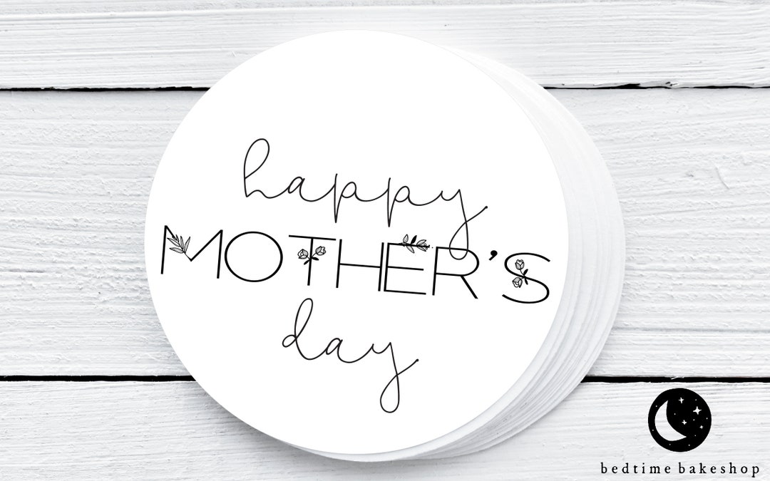 Printable 2 Round Mother's Day Cookie Tag Happy Mother's Day Minimalist ...