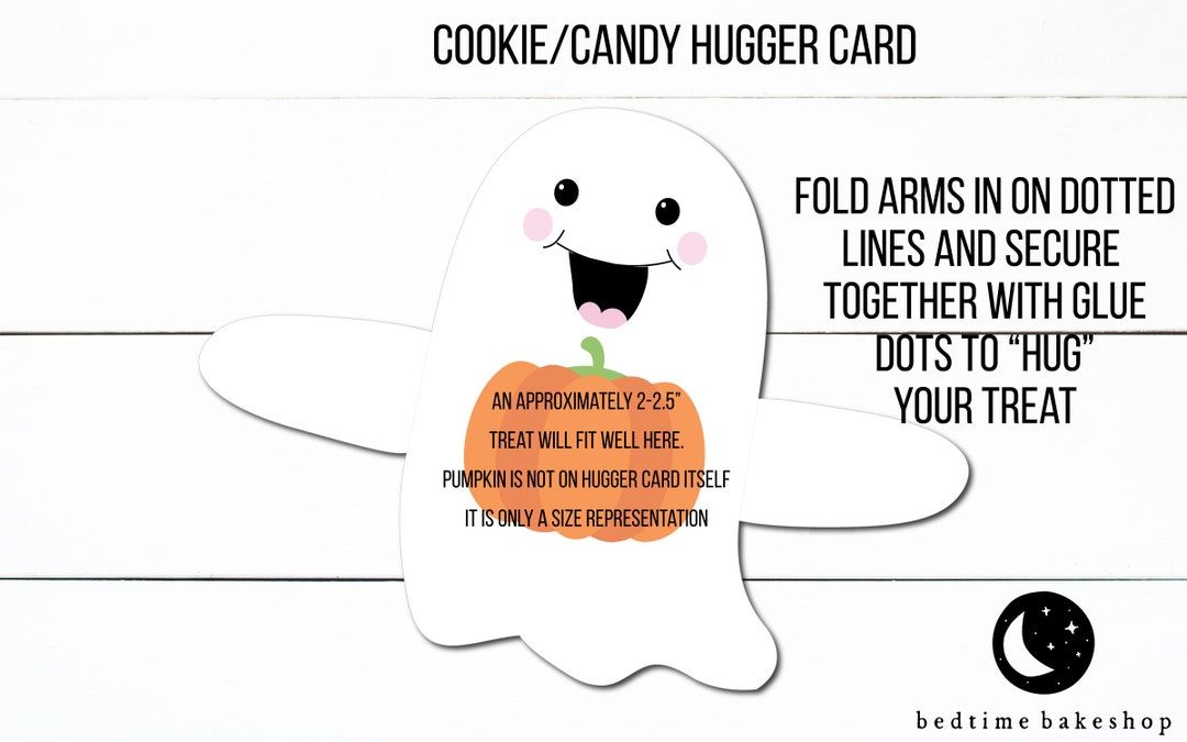 DIGITAL FILE Printable Cookie Candy Hugger Card- Halloween Ghost ...
