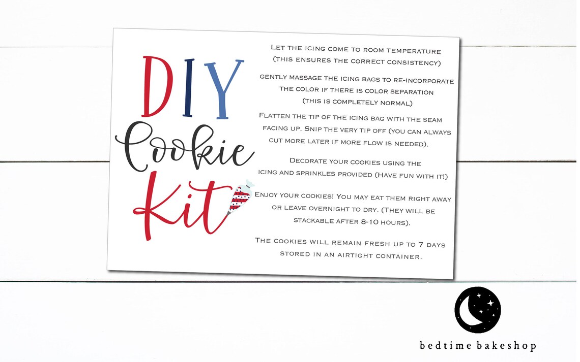 Printable Summer DIY Cookie Kit Instruction Card 4th of July - Etsy