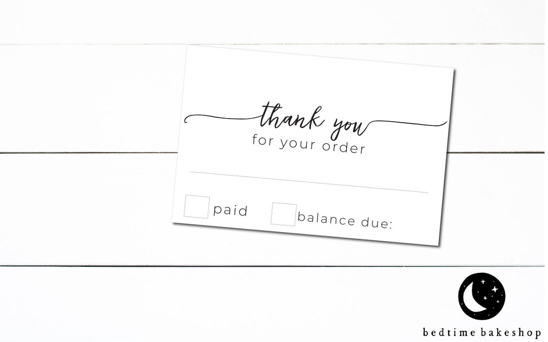 Printable Bakery Cookie Customer Pick up Cards - Cookie Packaging ...