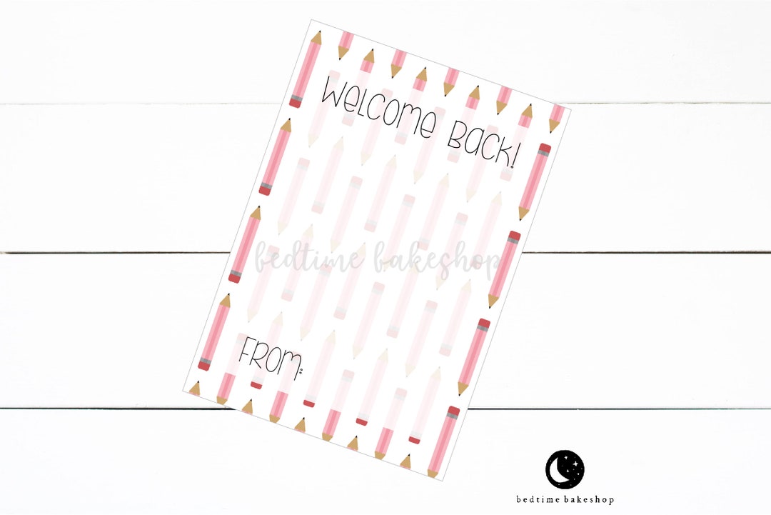 Printable Back to School Cookie Card Pink Pencils 3.5 X 5 Mini Cookie ...