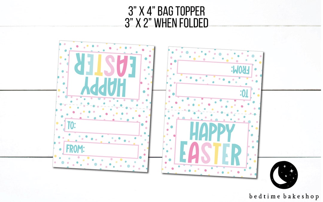 3" Happy Easter Colorful Dots Pink Treat Topper to From: Printable ...