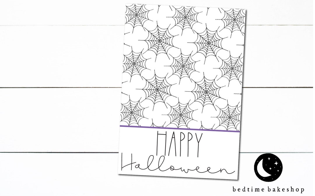 Printable Happy Halloween Purple Spider Web Cookie - 3.5" X 5" Mini ...