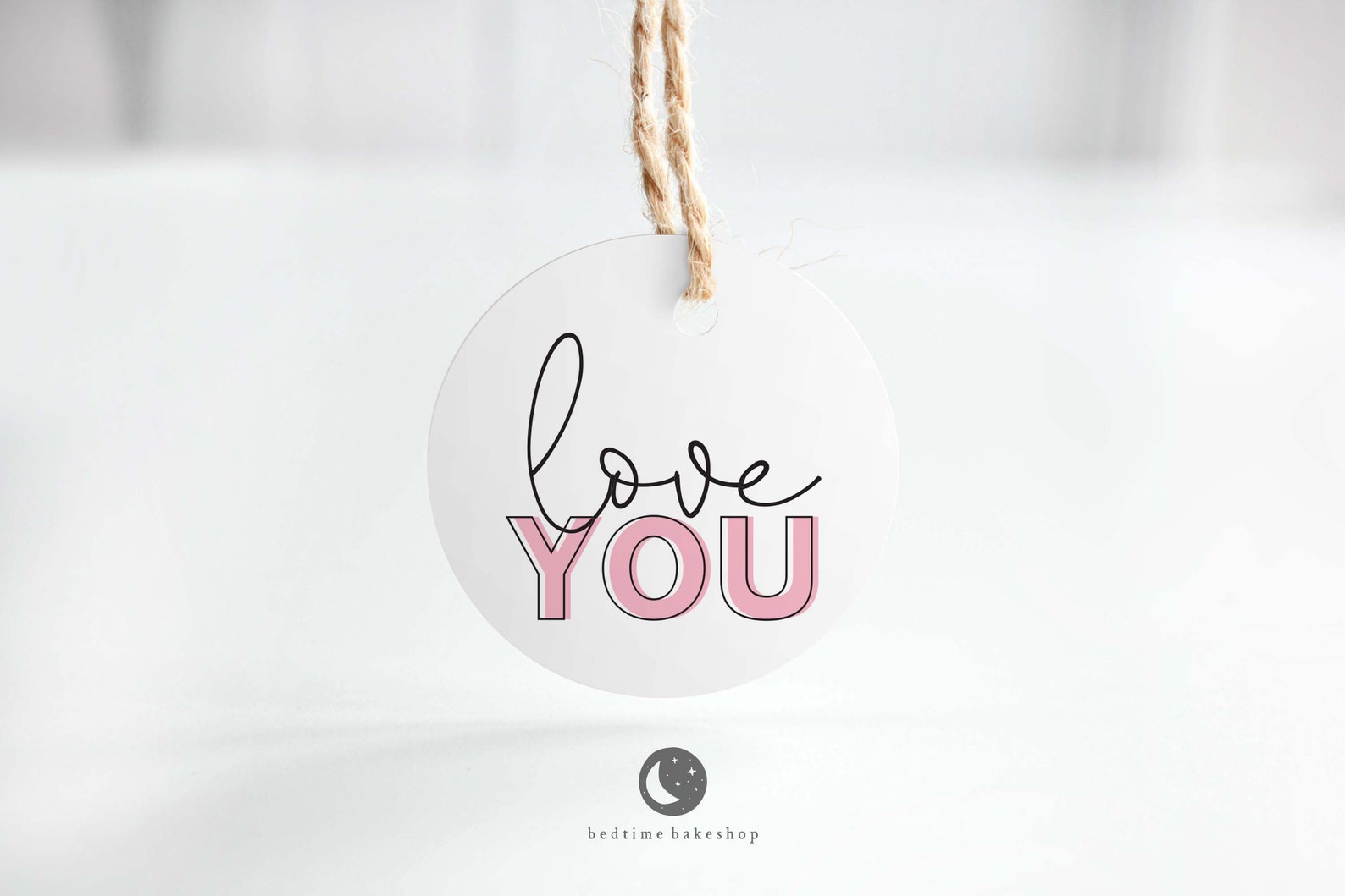 2" Printable Valentine's Day Cookie Tags - Love You Offset Pink Happy ...