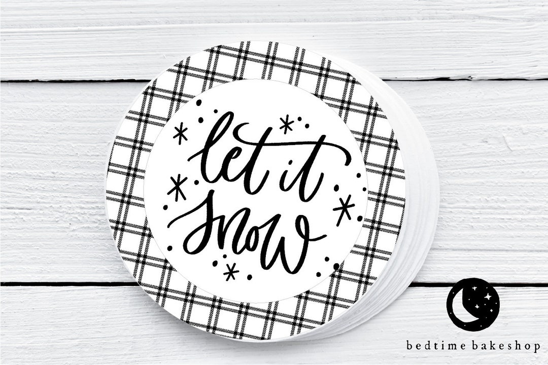 Printable 2" Christmas Let It Snow Plaid Tag- Merry Christmas Cookie ...