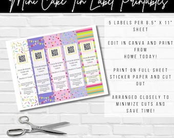 Editable Mini Cake Tin Label Template | Mini Loaf Baking Pan Label ...