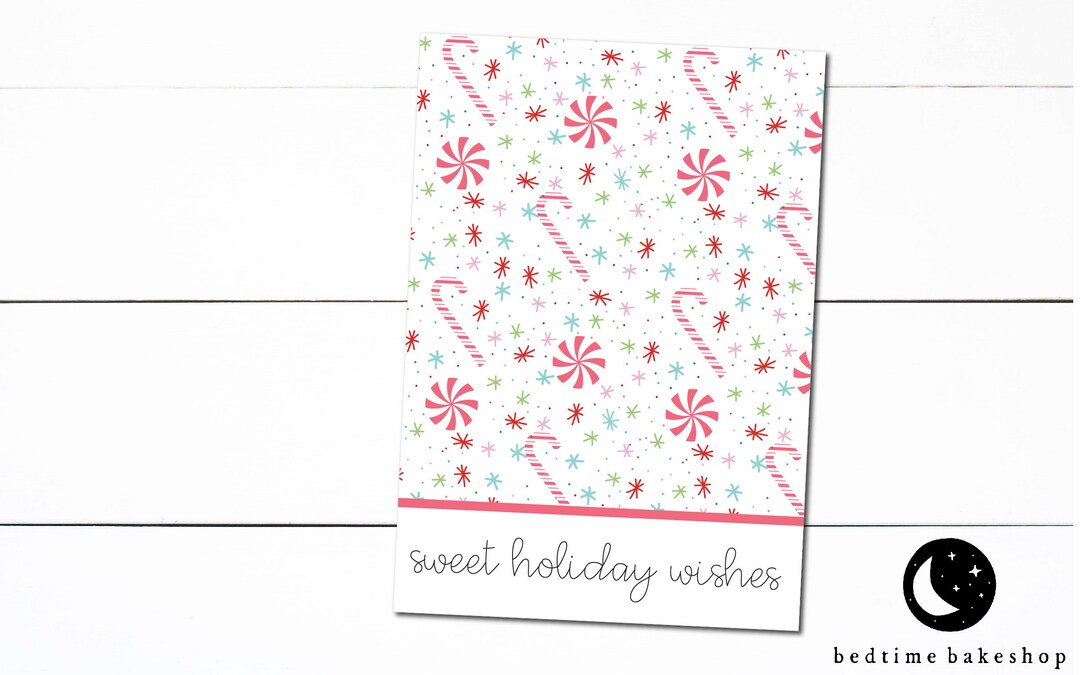 Printable Christmas Mini Cookie Card 3.5" X 5" Sweet Holiday Wishes ...