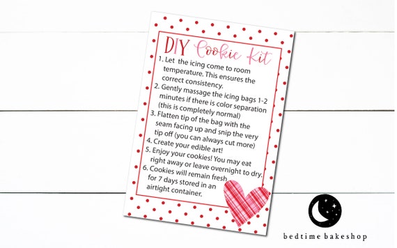 Printable Valentine's Day DIY Cookie Kit Instruction Card | Etsy