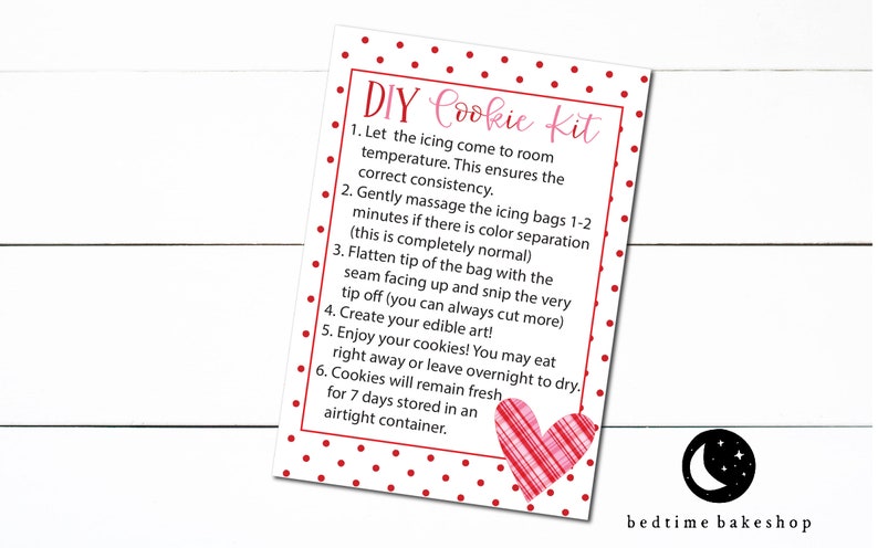 Printable Valentine's Day DIY Cookie Kit Instruction Card Plaid - 3.5 ...