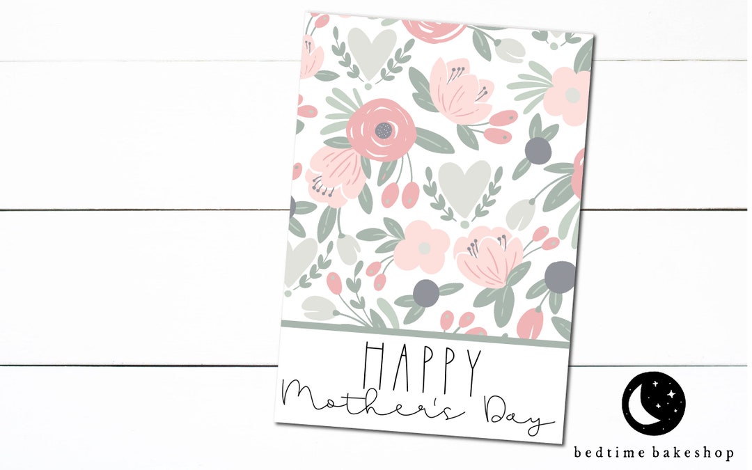 Printable Mini Cookie Card - 3.5" X 5" Happy Mother's Day Dusty Pink ...
