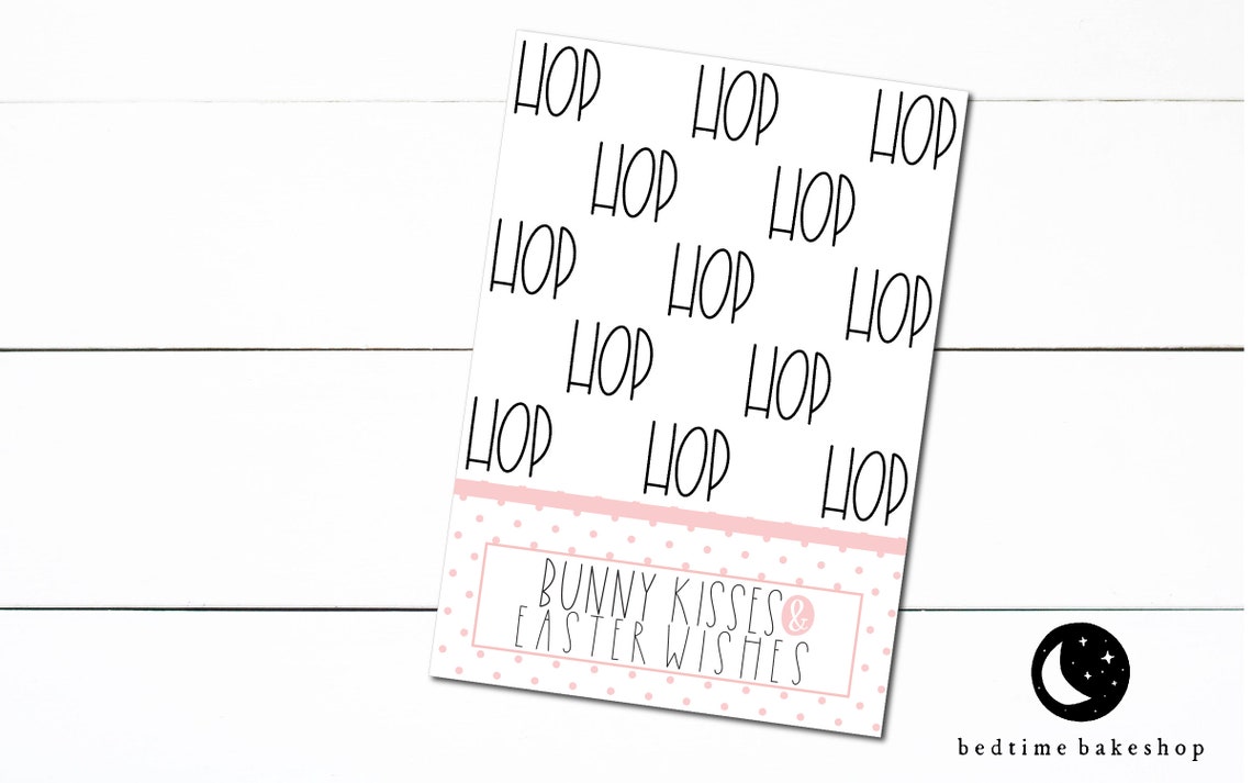 Printable Mini Cookie Card 3.5 X 5 Bunny Kisses | Etsy