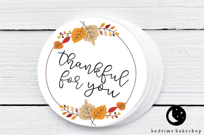 Printable 2" Thanksgiving Autumn Leaves Tag- Thankful for You Wreath ...