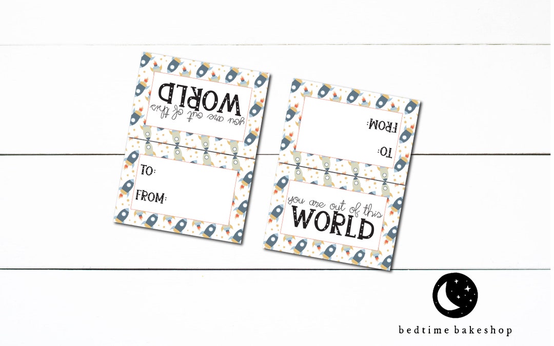 3" You Are Out of This World Space Happy Valentine's Day Treat Topper ...