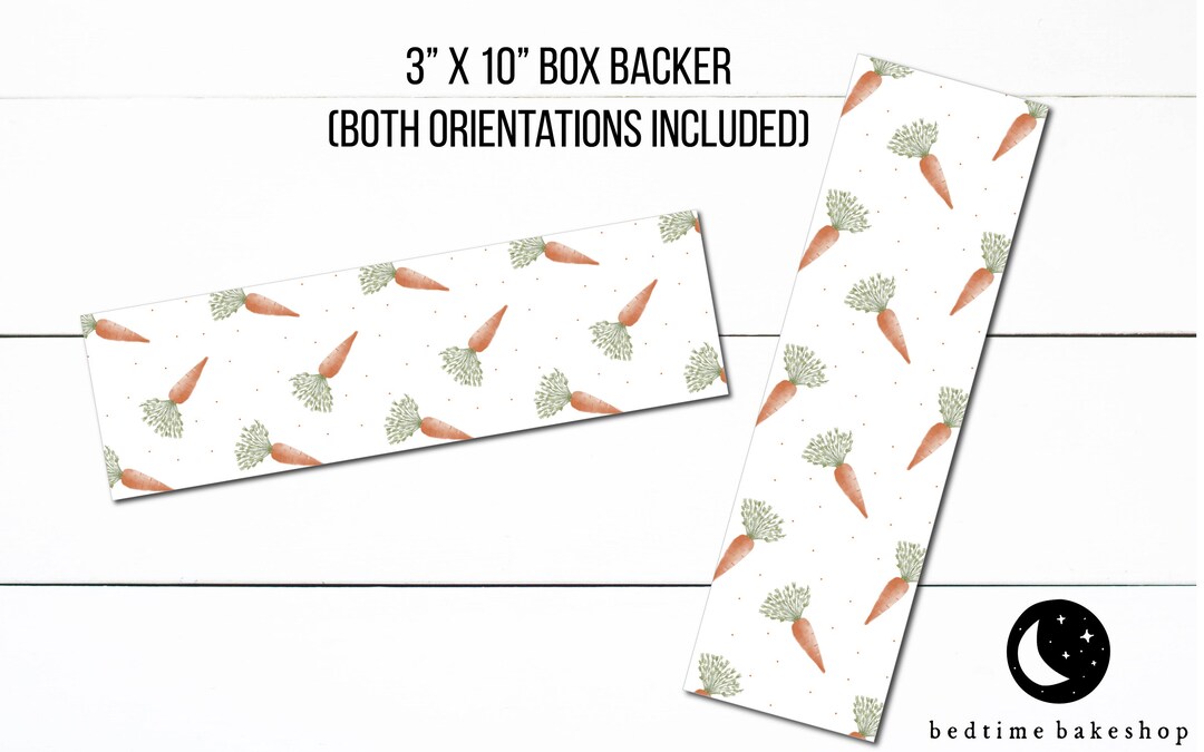 Easter Printable 3"x10" Cookie Box Packaging Watercolor Carrots ...