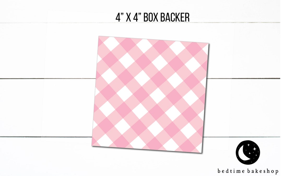 Printable 4"x4" Cookie Box Packaging Background Easter Pink Gingham ...