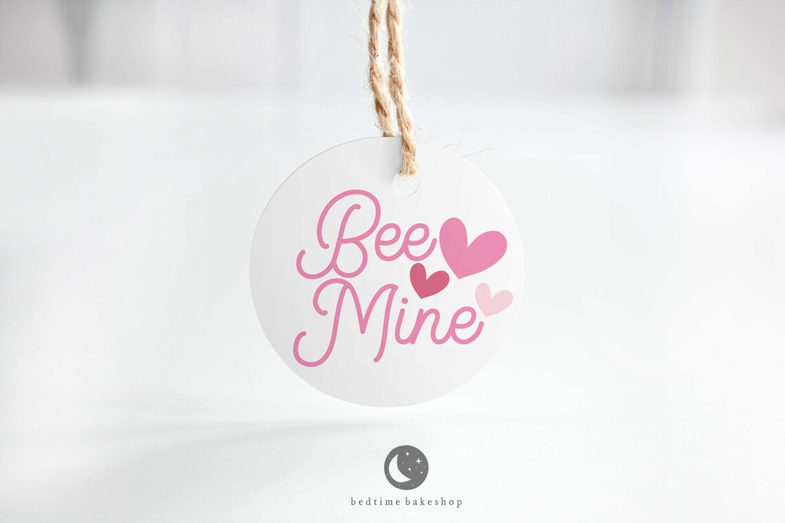 2" Printable Valentine's Day Cookie Tags - Bee Mine Bee Cookie Happy ...