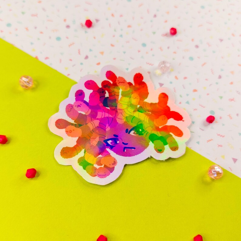 Wormdusa | Holographic Vinyl Sticker - Etsy