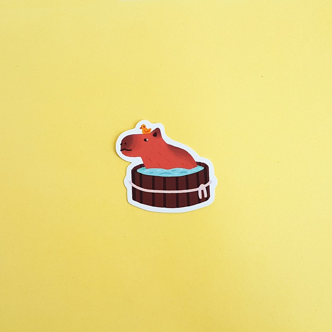 Bath Time Capybara Matte Vinyl Sticker - Etsy