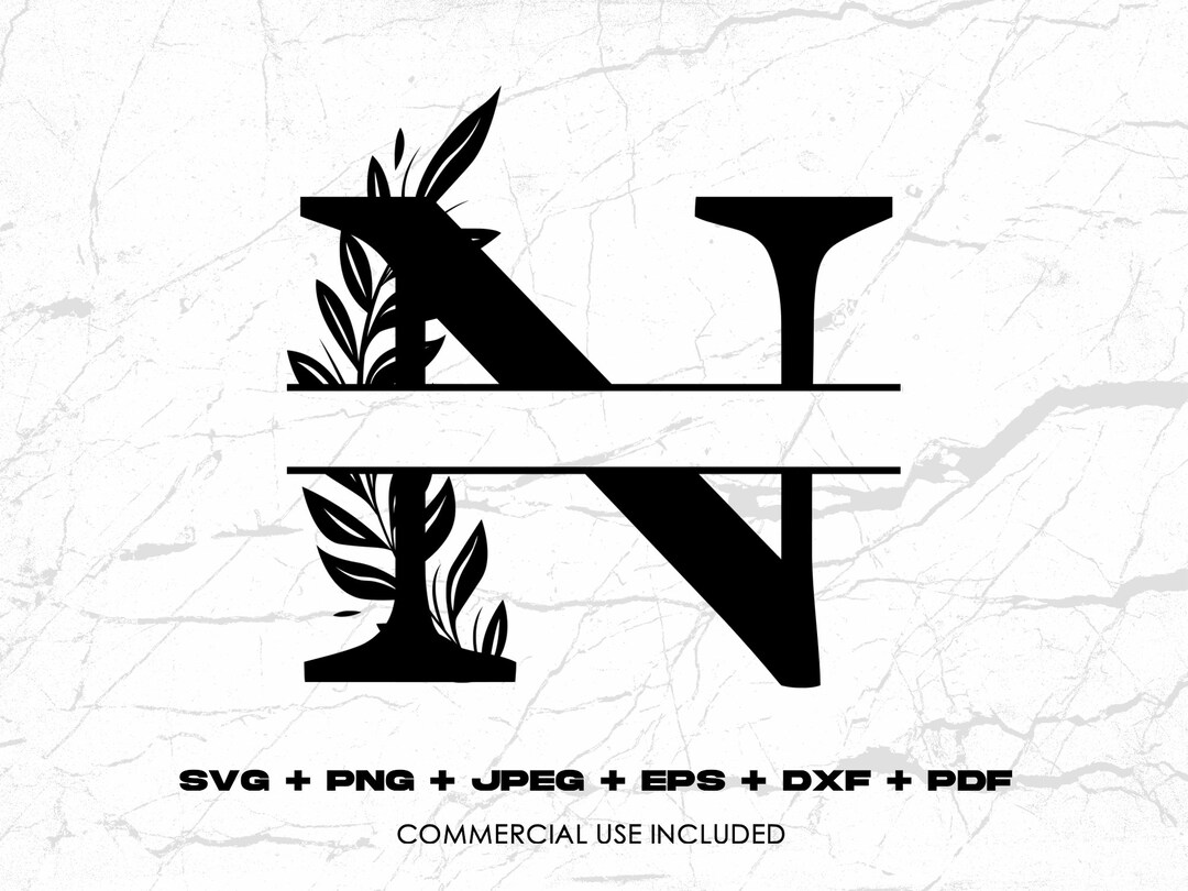 Floral Letter N Svg Split Letter Svg Split Letter Svg Pdf Jpeg ...