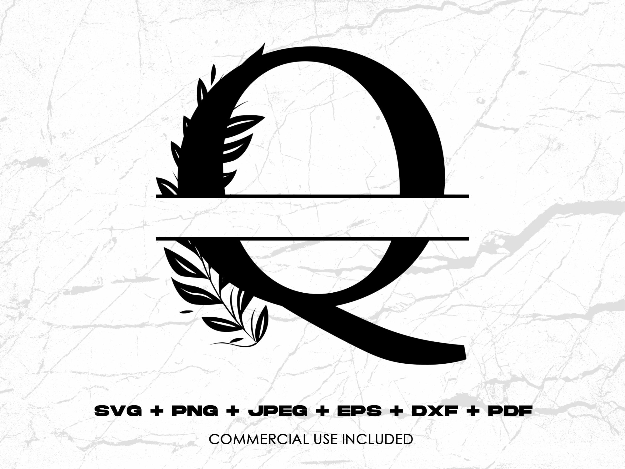 Floral Letter Q Svg Split Letter Svg Split Letter Svg Pdf Jpeg ...