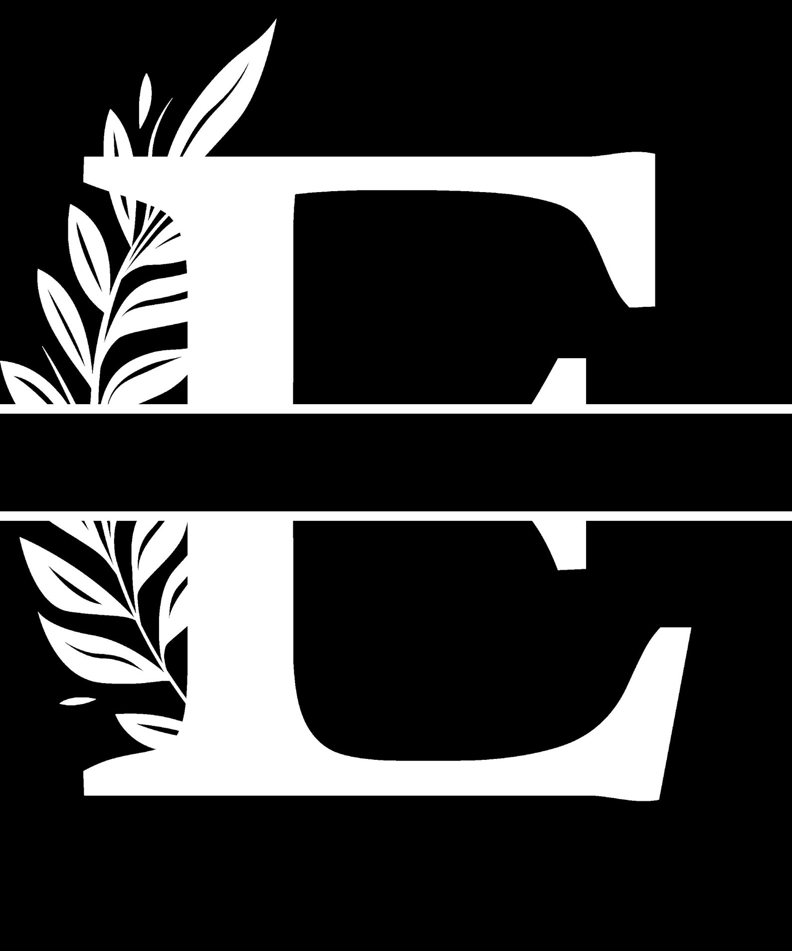 Floral Letter E SVG Split Letter E Svg Split Letter Png Pdf Jpeg ...