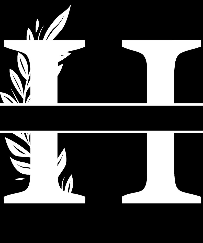 Floral Letter H SVG Split Letter H Svg Split Letter Png Pdf Jpeg ...