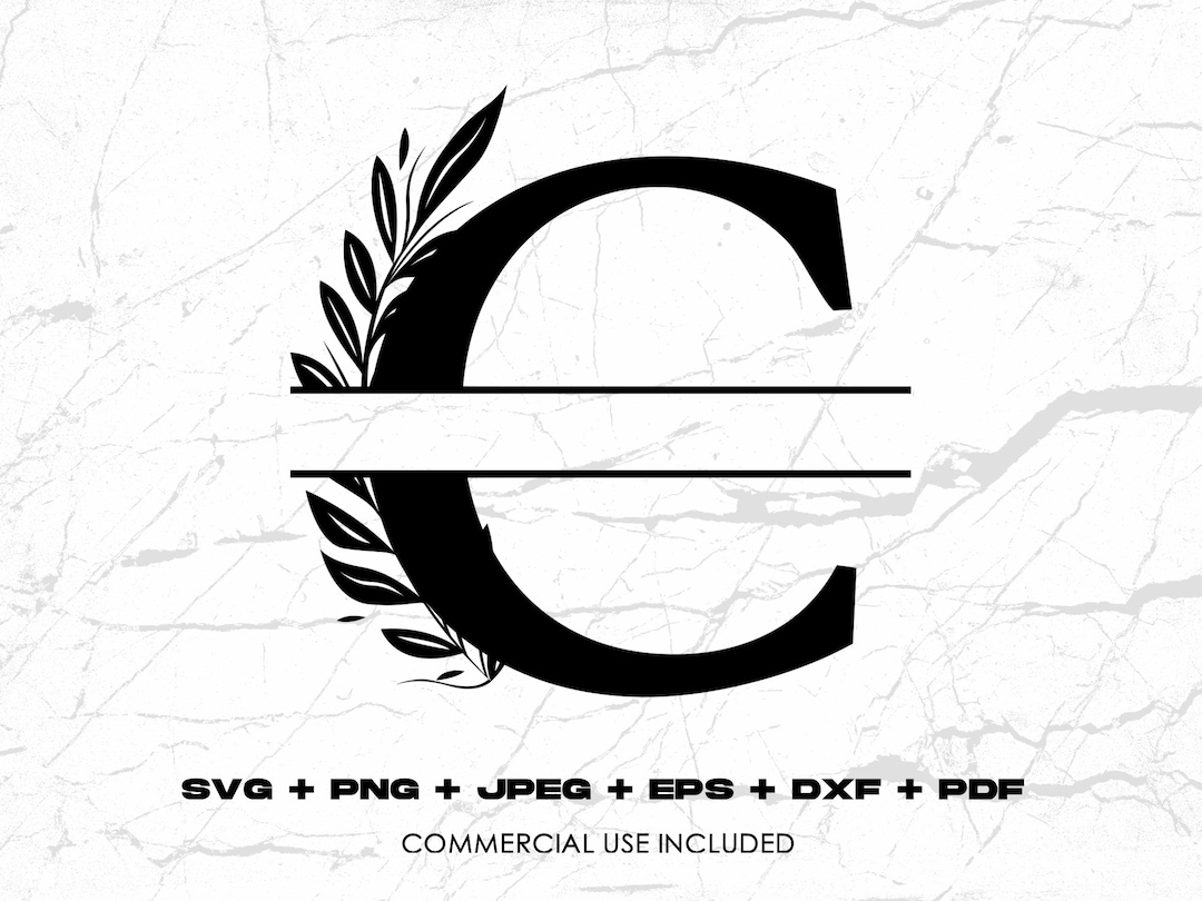 Floral Letter C SVG Split Letter C Svg Split Letter Png Pdf - Etsy UK