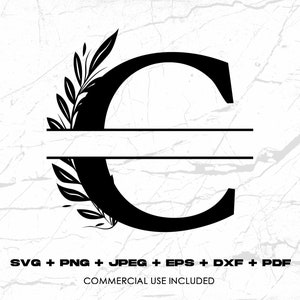 Floral Letter C SVG Split Letter C Svg Split Letter Png Pdf Jpeg ...