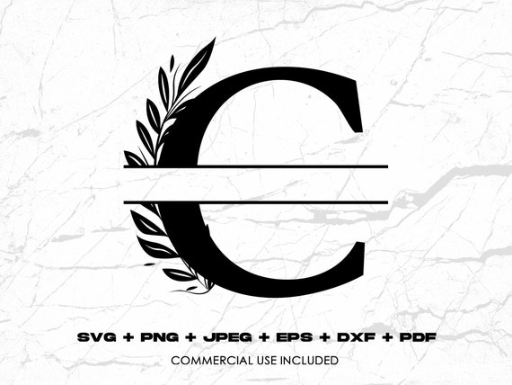 Floral Letter C SVG Split Letter C Svg Split Letter Png Pdf | Etsy