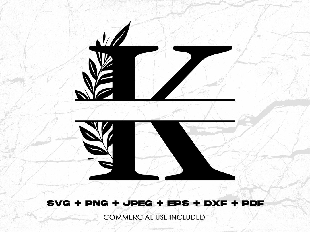 Floral Letter K Svg Split Letter Svg Split Letter Svg Pdf Jpeg ...