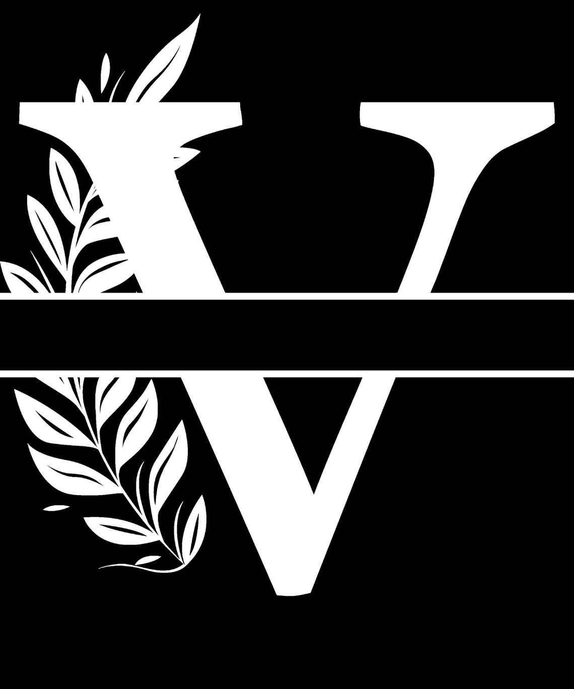 Floral Letter V Svg Split Letter Svg Split Letter Svg Pdf Jpeg ...