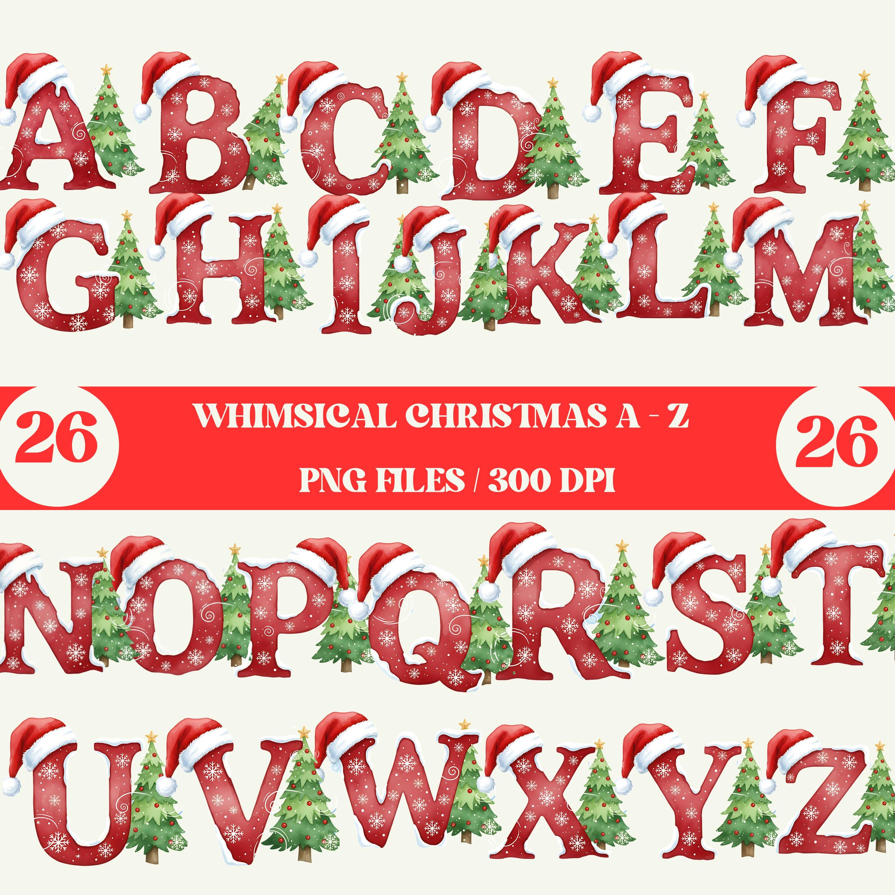 26 Festive Christmas Alphabet PNG Files. Red Textured Letters A–Z ...