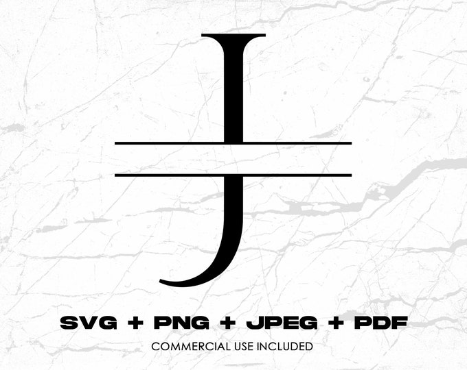 J Split Monogram SVG Elegant Split Letter J SVG Swirls Stars Divided ...