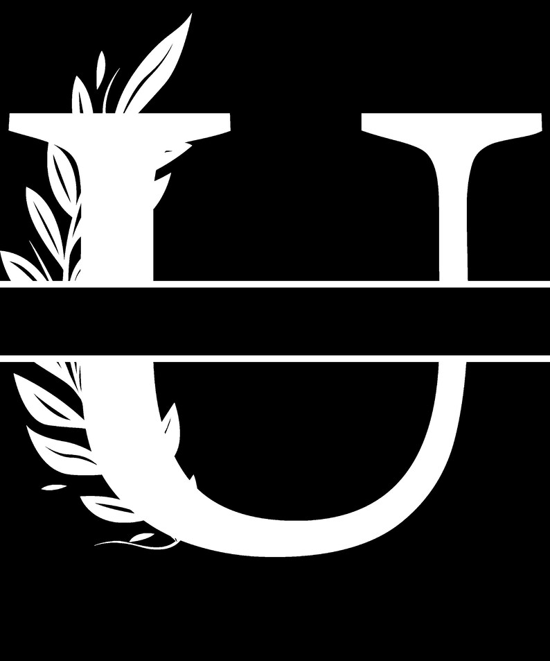 Floral Letter U Svg Split Letter Svg Split Letter Svg Pdf Jpeg ...